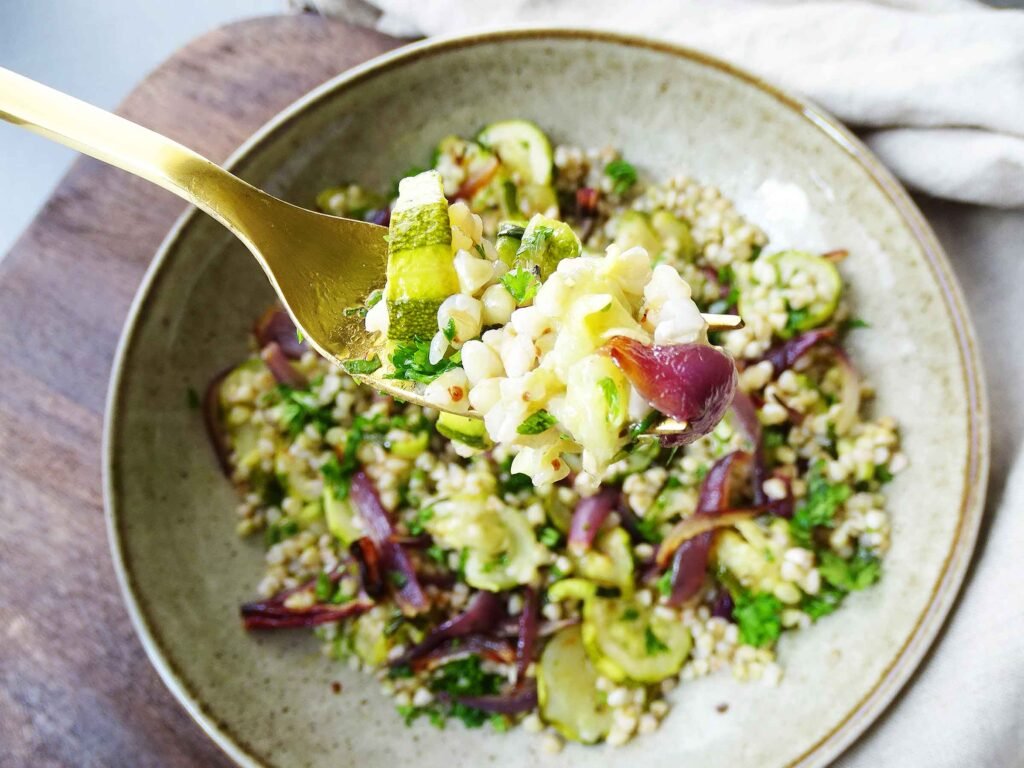 Lemon Courgette, Red Onion and Buckwheat Salad - Anti Candida Kitchen