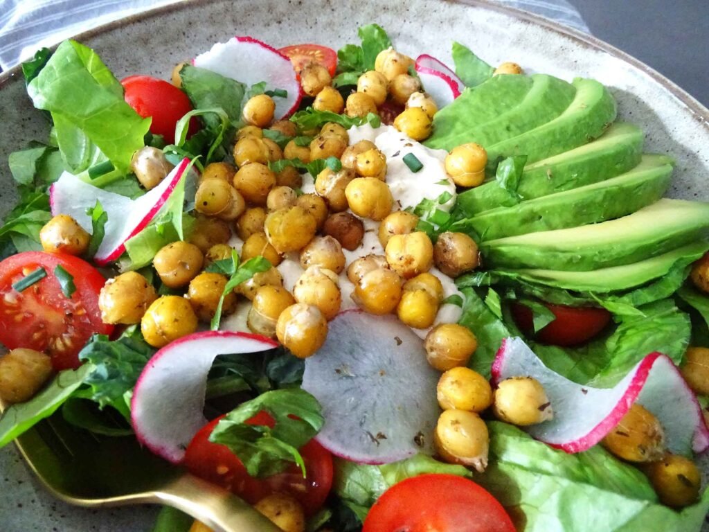 Quick and Easy Baked Chickpea Hummus Salad - Anti Candida Kitchen